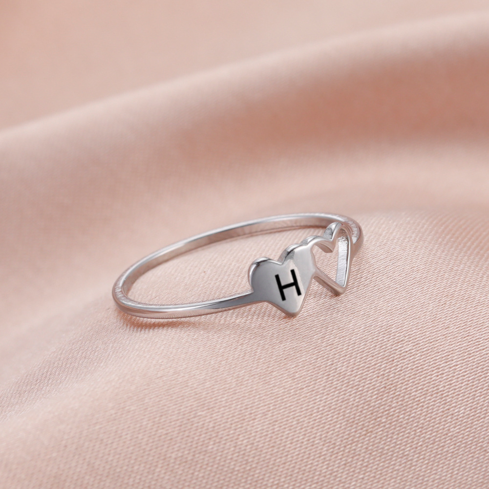 Simple Temperament Letter Double Love Ring - CJdropshipping