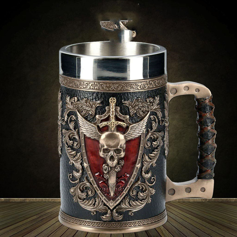 Beer Medieval Nordic Style Viking Stainless Steel Resin Retro Gothic ...