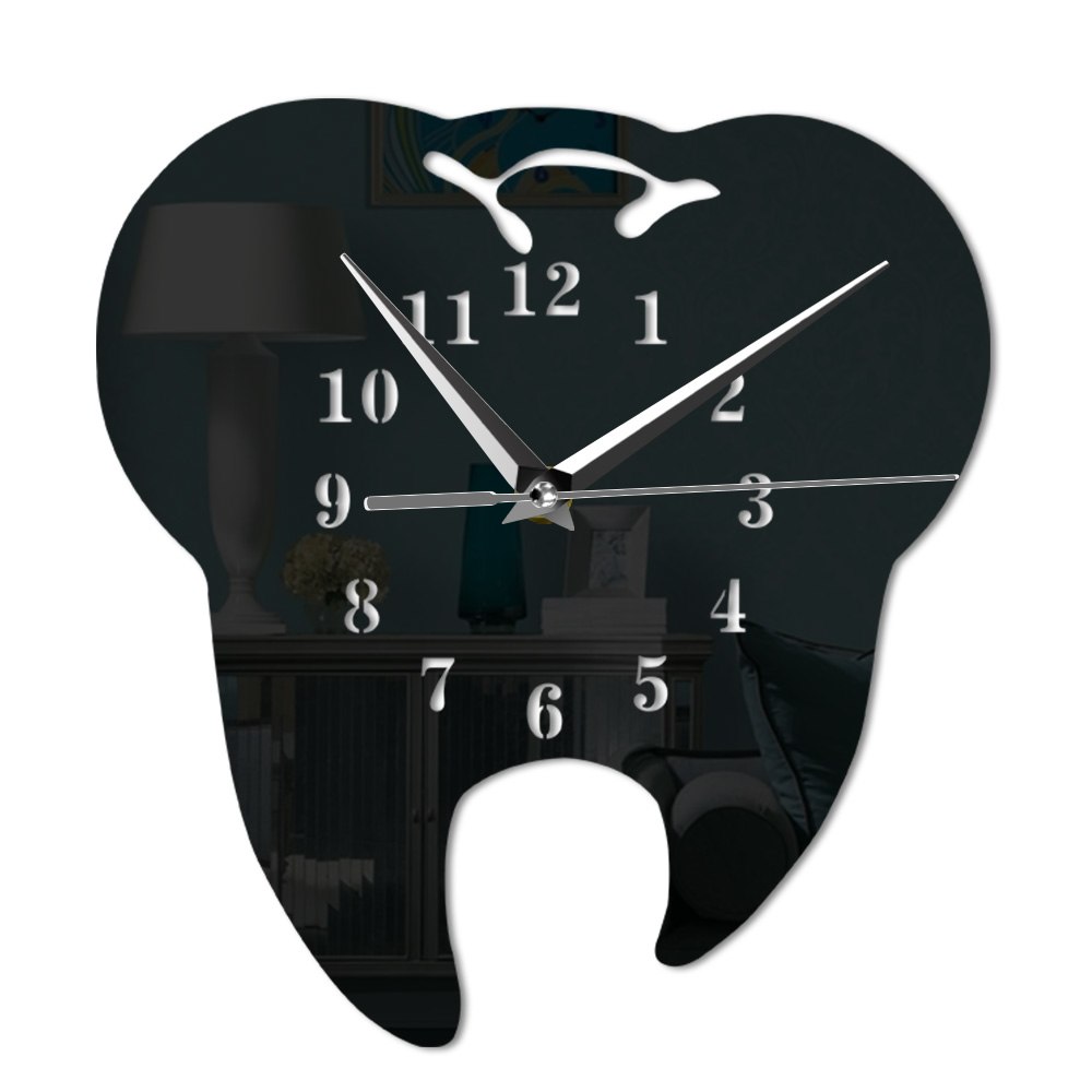 Acrylic tooth shape wall clock Living room office custom quartz mute ...