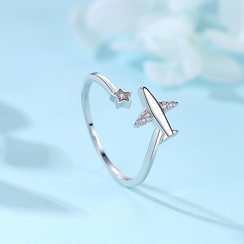 Sterling silver airplane ring - CJdropshipping