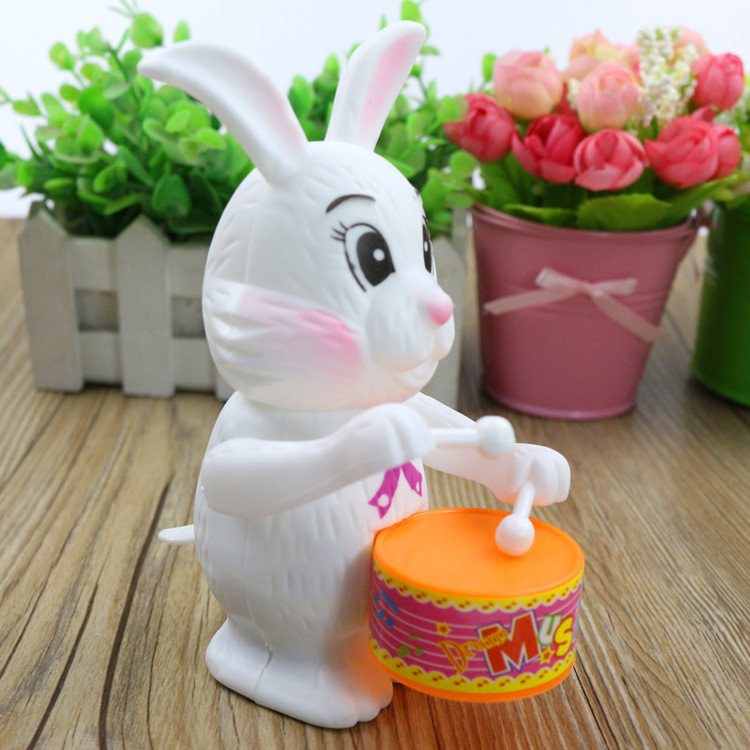 Cartton Rabbit Drumming Clockwork Wind-up Toys for Children Funny Game ...
