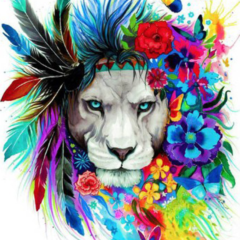 Full Diamond Color Lion Head DIY Diamond Painting - CJdropshipping