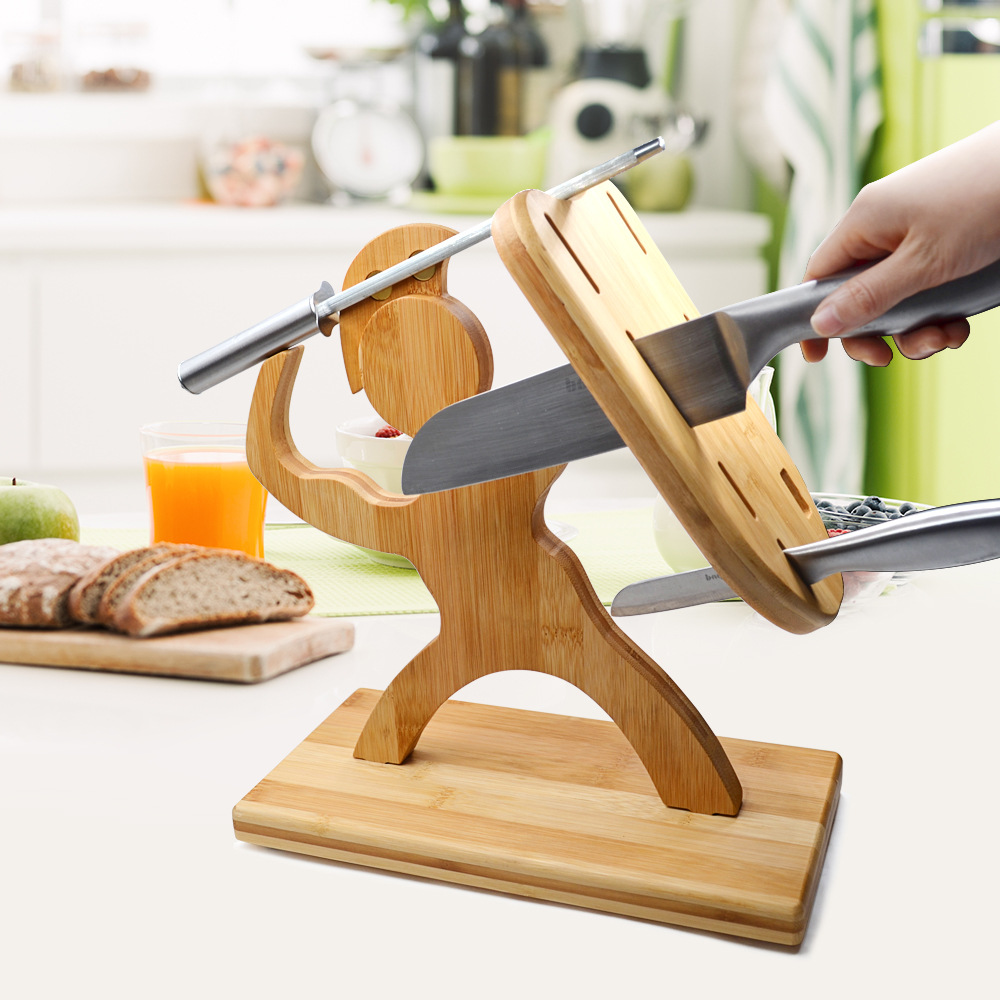 Humanoid Creative Maple Wooden Knife Holder - CJdropshipping