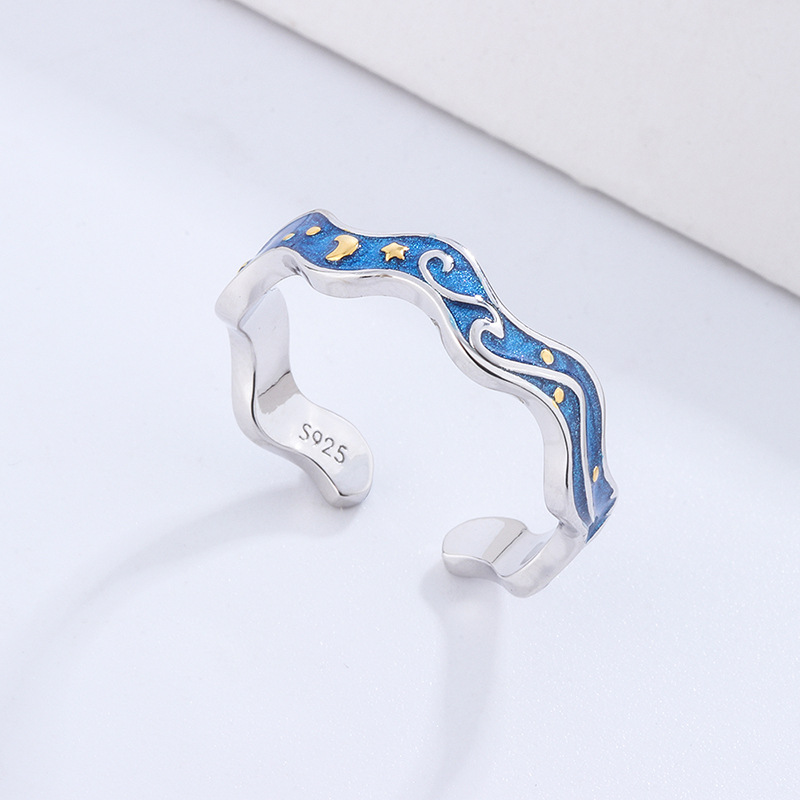 Blue Epoxy Ring Couple Ring - CJdropshipping