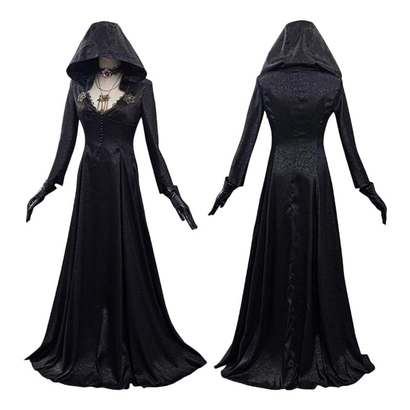 Female Black Vampire Long Dress Halloween Costume - CJdropshipping