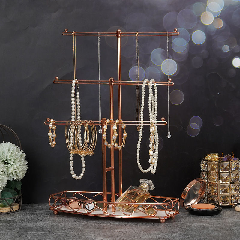 Rose Gold 3-Tier T-shaped Jewelry Display Storage Rack - CJdropshipping