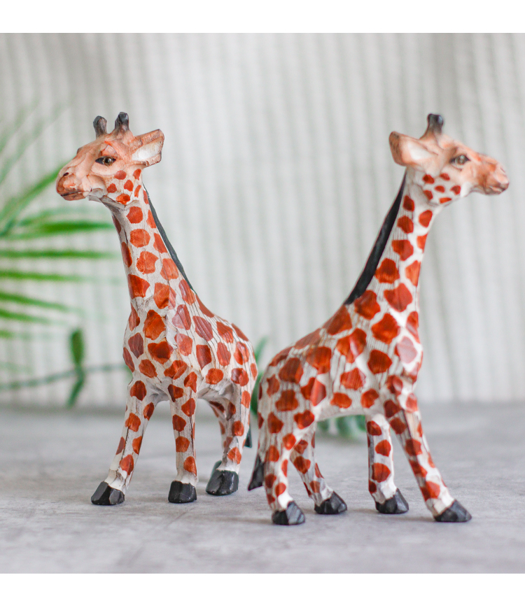 Modern Handmade Carving Giraffe Solid Wood Cute - CJdropshipping