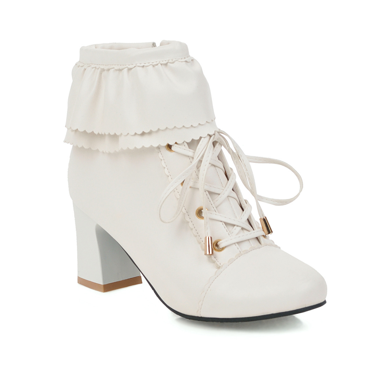 Double layer ruffled ankle boots - CJdropshipping