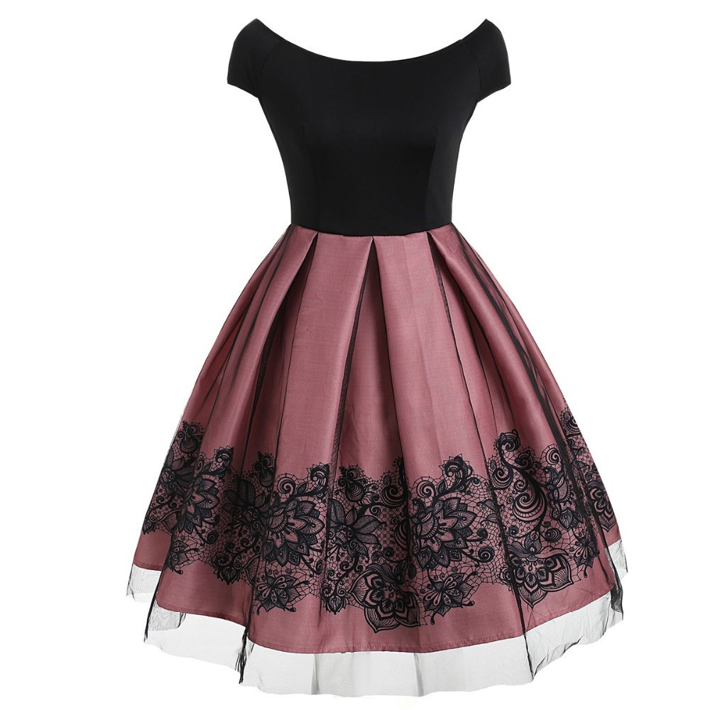 Retro dress with mesh cover - CJdropshipping