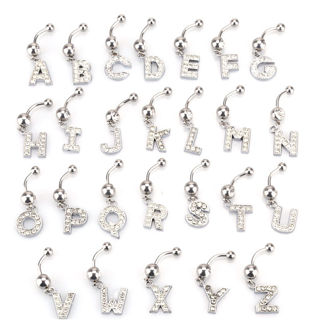 English alphabet hypoallergenic body piercing navel nail - CJdropshipping