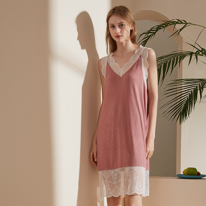 Mid-length Lace Sleeping Modal Cotton Homewear - CJdropshipping