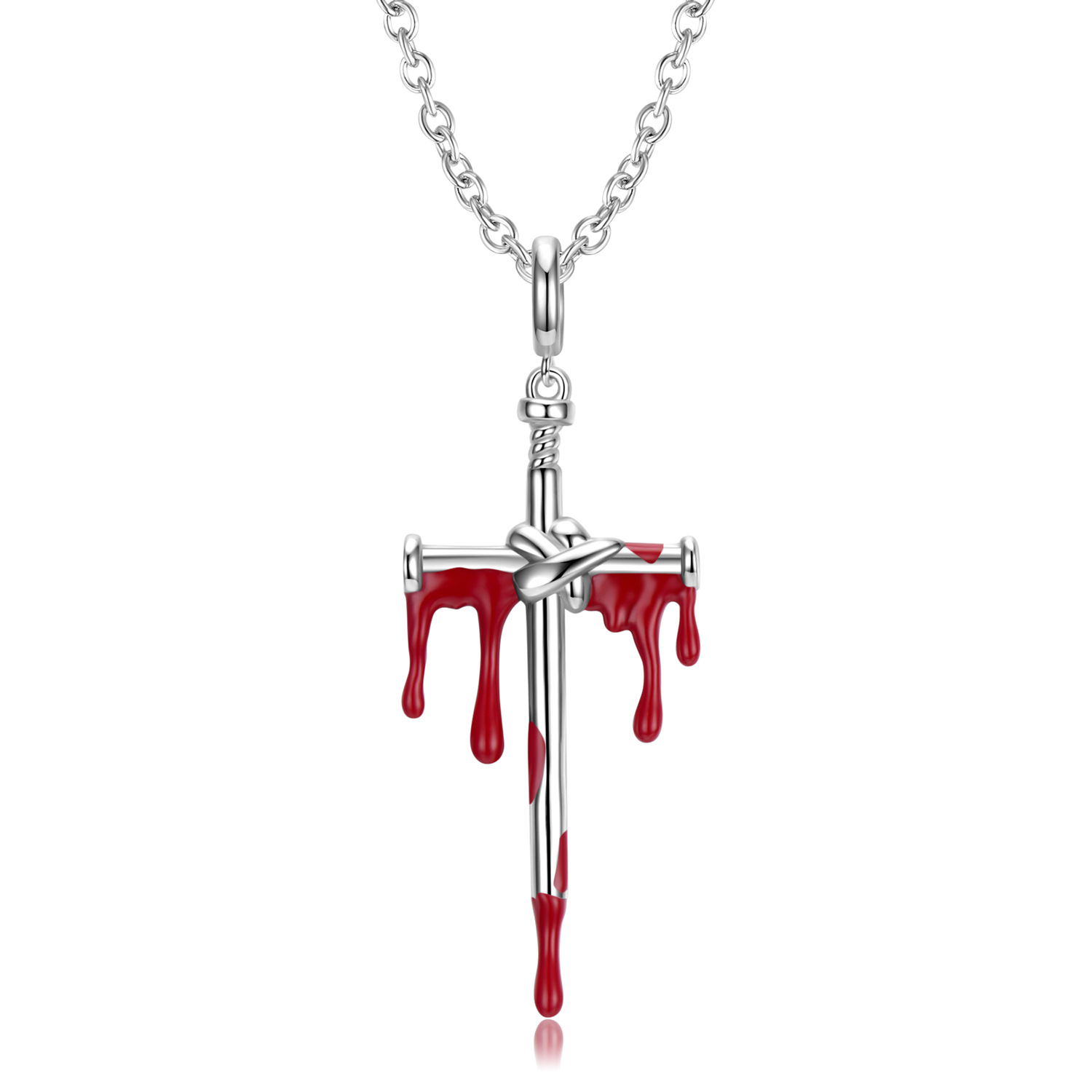 Blood Dripping Cross Swords S925 Sterling Silver Gel Drop Pendant ...