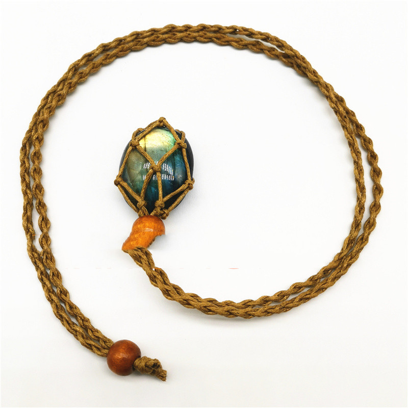 Natural Elongated Stone Original Stone Net Necklace Pendant ...