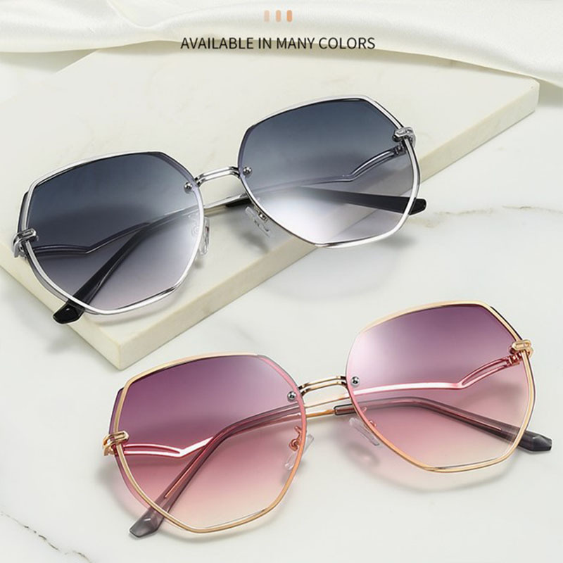 Frameless Polygon V-shaped Leg Gradient Sunglasses - CJdropshipping