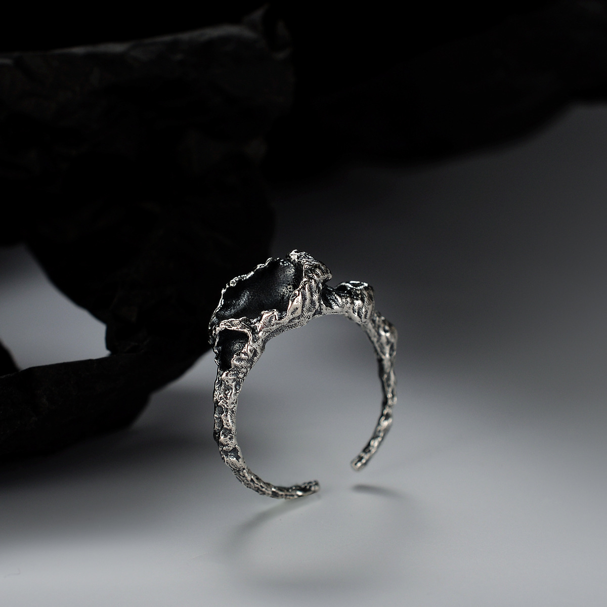 S925 Sterling Silver Corrosion Texture Ring Female Ins Opening Vintage ...