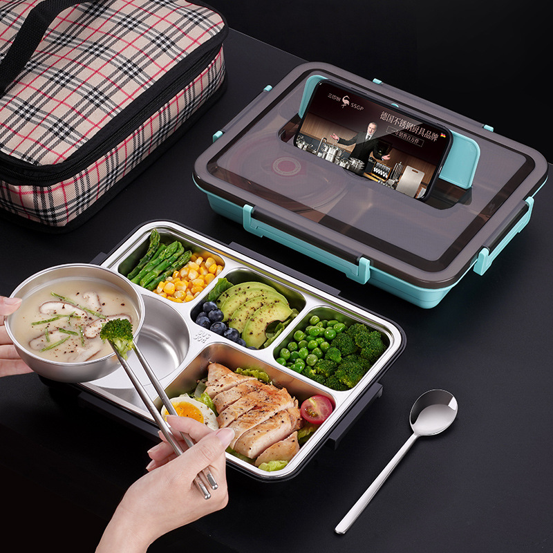 Stainless Steel Student Large Capacity Split Lunch Box Set - CJdropshipping