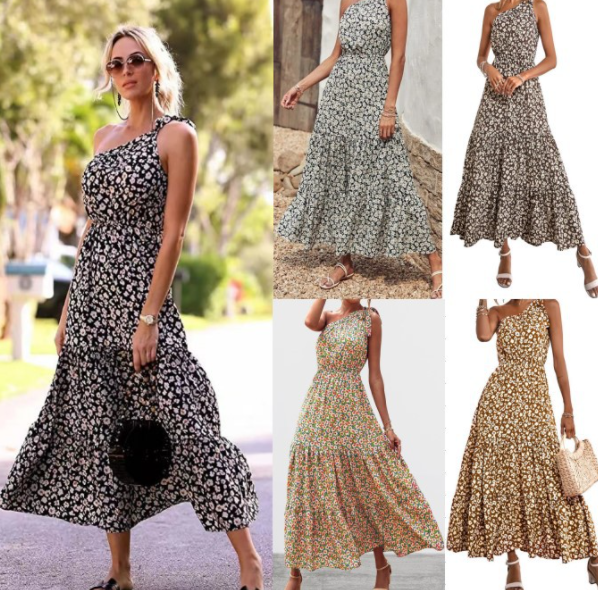 Bohemian Floral Dress Beach Vacation Big Swing Long Dress Cjdropshipping