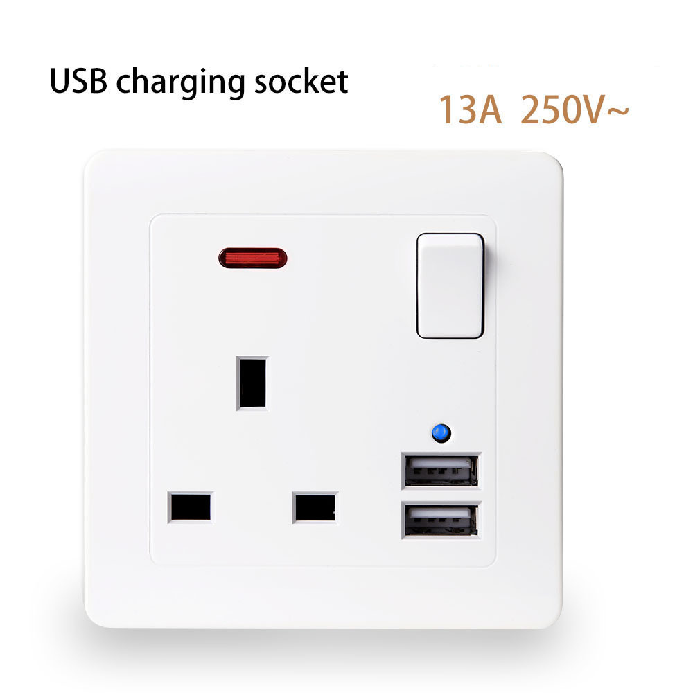 British Standard USB Wall Three-hole Socket Panel - CJdropshipping