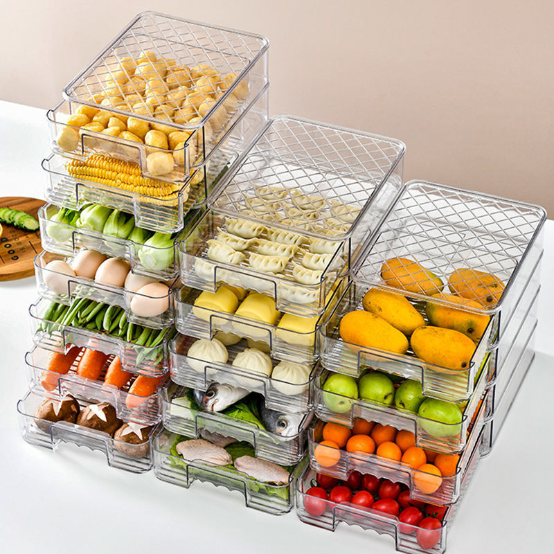 Refrigerator Layered Storage Box Drawer Type Transparent Plastic ...