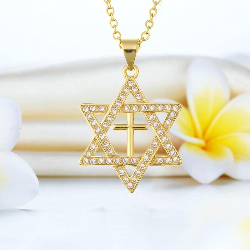 Women's Creative Personalized Diamond Six-pointed Star Pendant Necklace ...