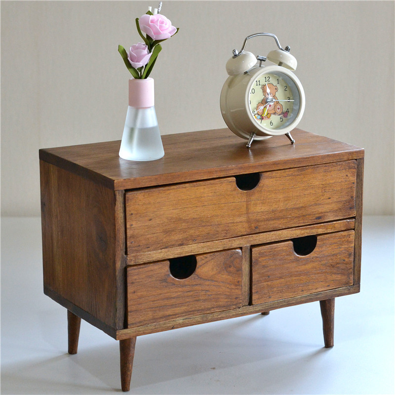 Home Solid Wood Two-layer Drawer Cosmetic Storage Box - CJdropshipping