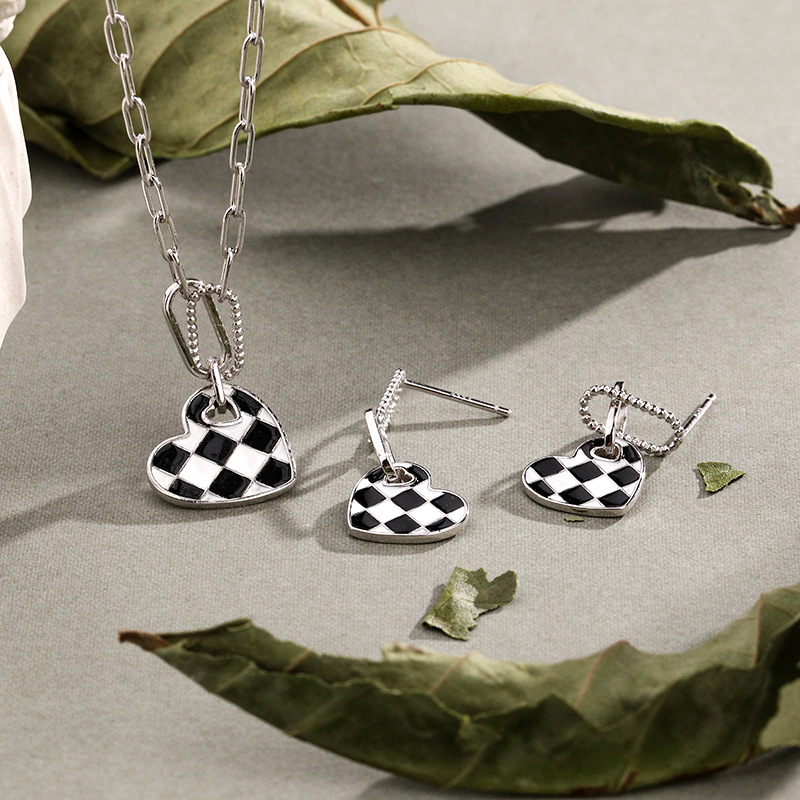 Sterling Silver Checkerboard Necklace Female Ins Style - CJdropshipping