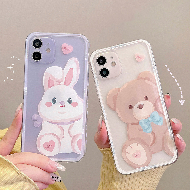 Cute Cartoon Bear And Rabbit Phone Case - CJdropshipping