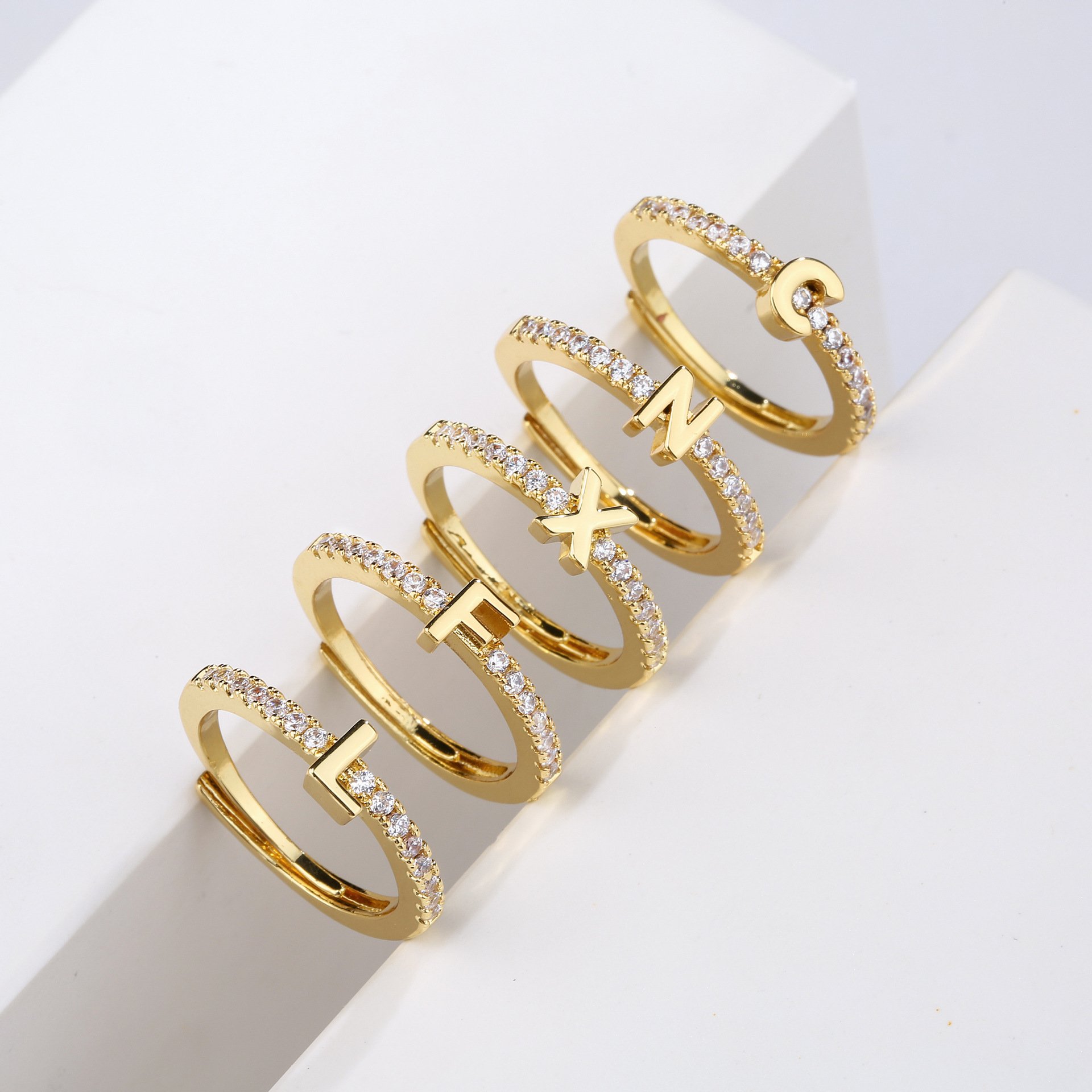 26 English Alphabet Zircon Ring Letters - CJdropshipping