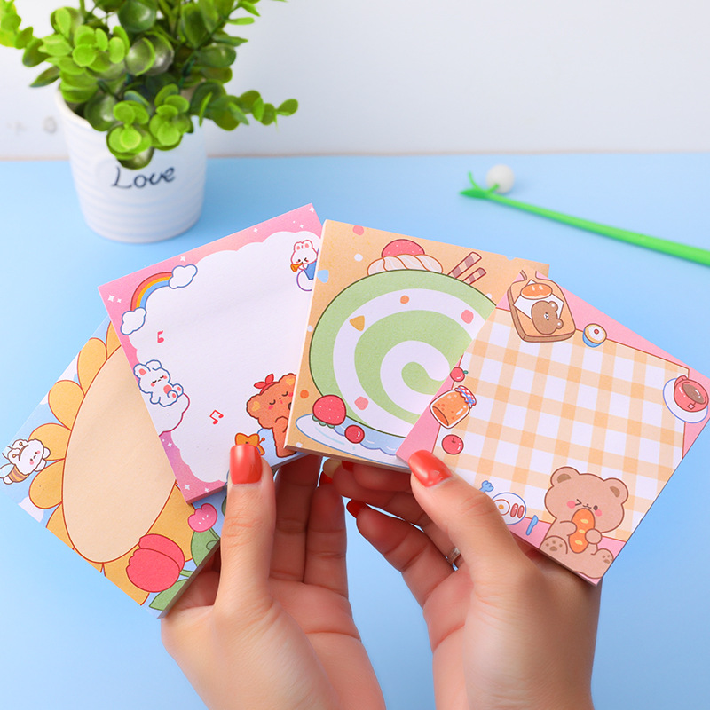 Cartoon Sunshine Bear Sticky Note Student Girl Heart Sticky Note ...
