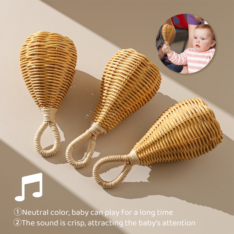 1Pc Baby Rattan Handbell Sand Hammer Musical Rattle Rattan - CJdropshipping