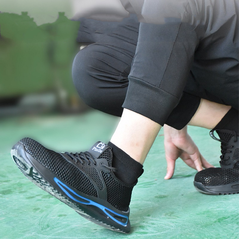 Fly Woven Labor Insurance Shoes Mesh Breathable Non-slip Steel Head ...