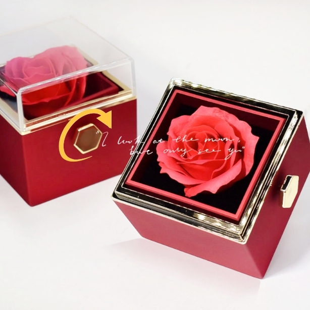 Rotating Soap Flower Rose Gift Box Creative Rotating Rose Jewelry ...
