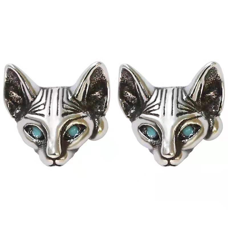Retro Cat Ear Studs Ins Cool Niche Design Sense For Men And Women Cat ...