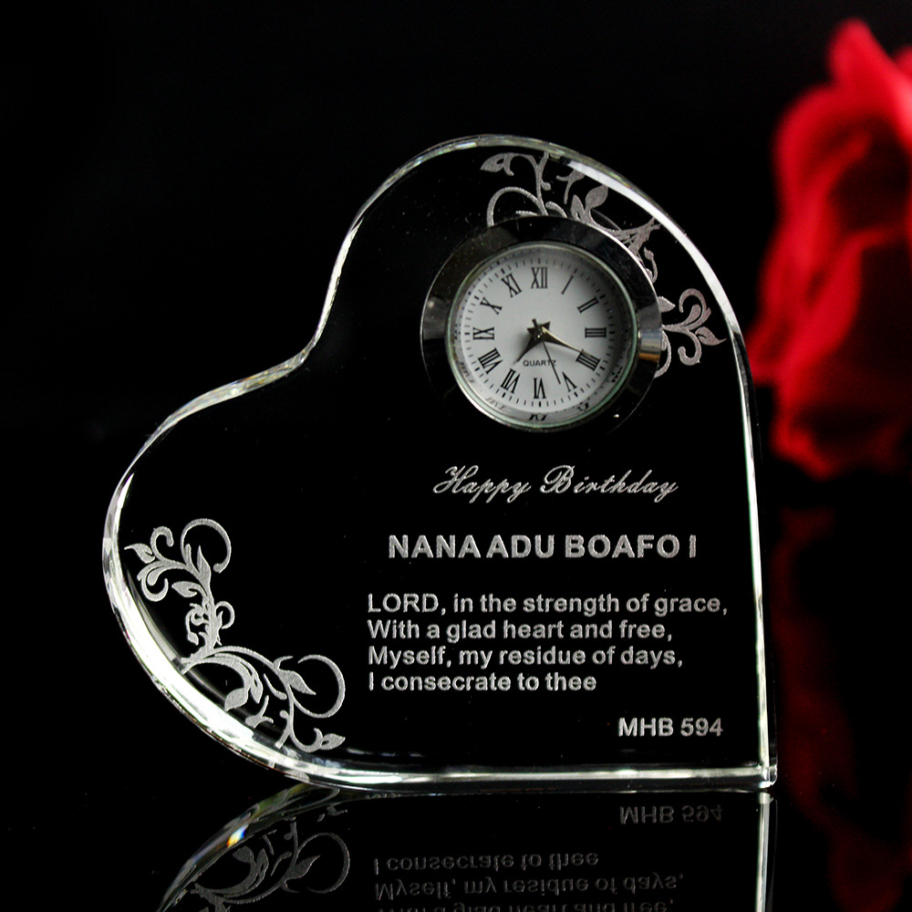 Custom Crystal Heart-shaped Crystal Clock - CJdropshipping