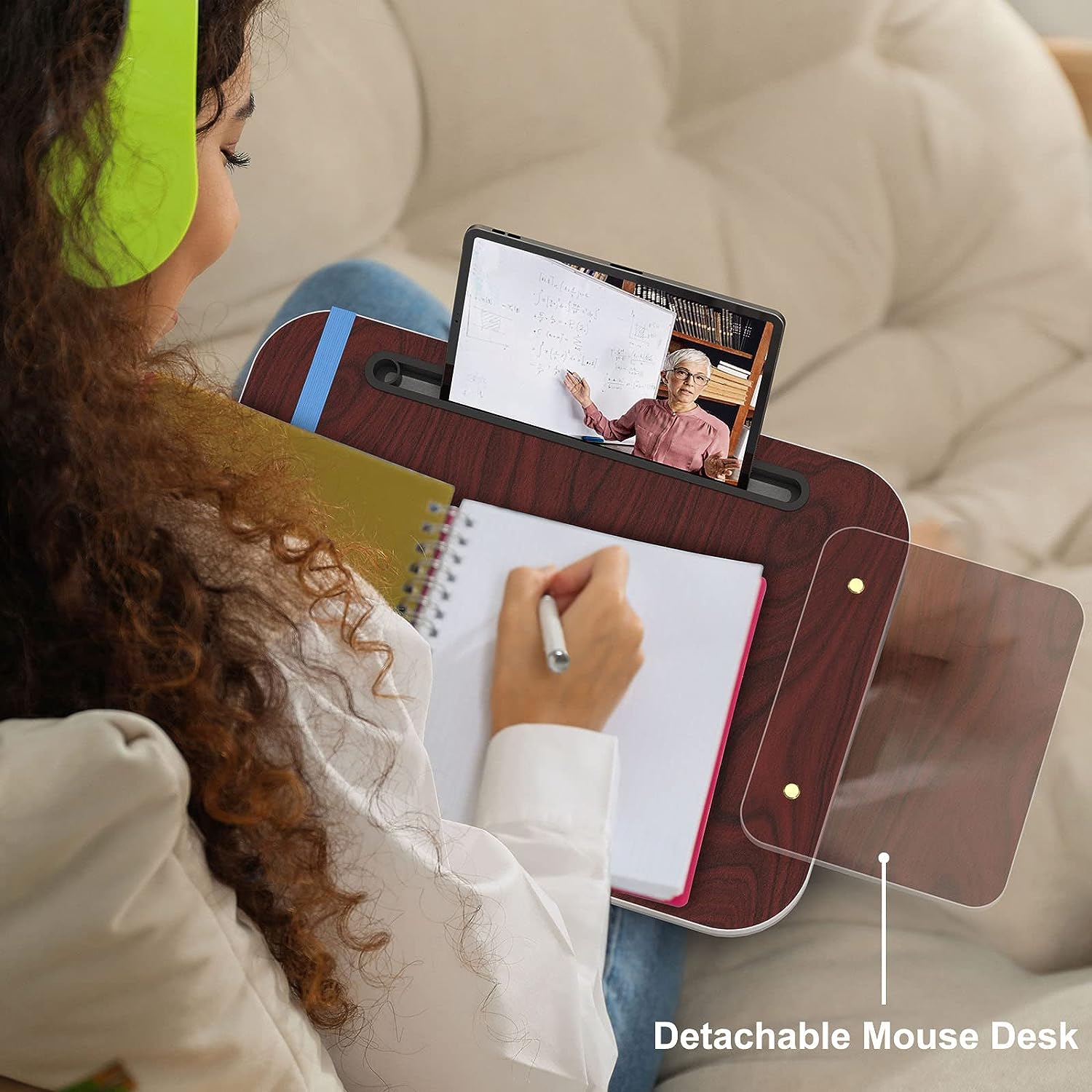 Lap Desk With Cushion, Tablet Holder And Detachable Mouse Tray, Fits Up ...