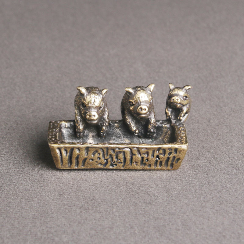 Retro Pure Brass Piggy Trough Desktop Decoration - CJdropshipping